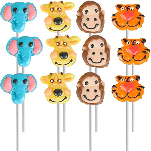 Zoo Animal Lollipops Suckers, Fat-Free, 12 Individually Wrapped with S ...